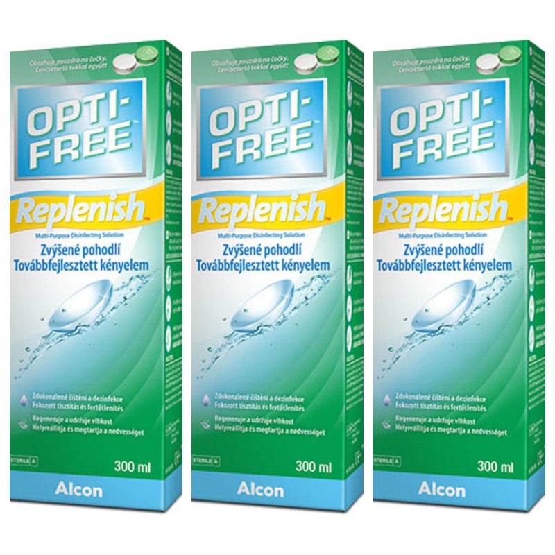 OPTI-FREE RepleniSH 3 x 300 ml with cases – Contact lens solutions ...