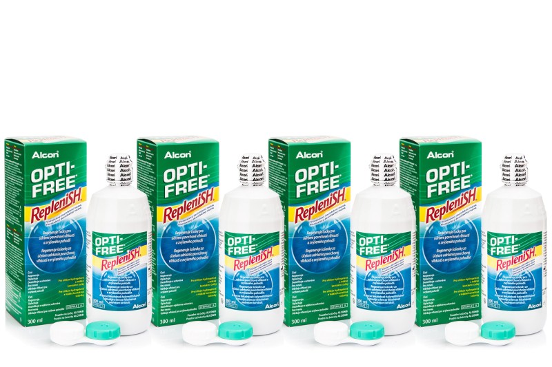 OPTI-FREE RepleniSH 4 x 300 ml with cases – Contact lens solutions ...
