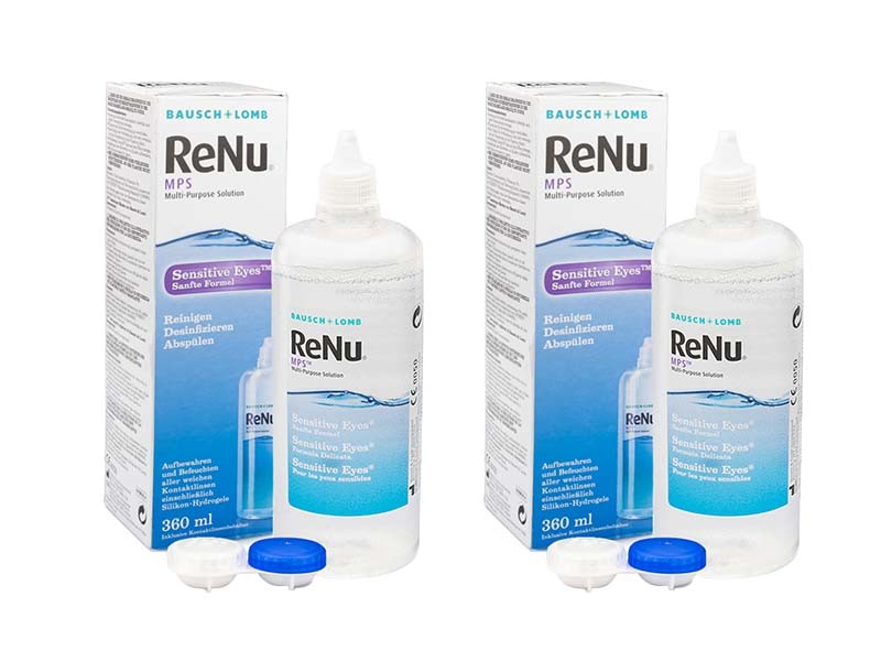 ReNu MPS Sensitive Eyes 2 x 360 ml with cases – Contact lens solutions ...